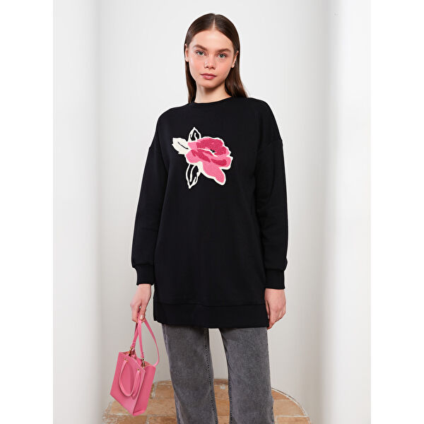 Bisiklet Yaka Baskılı Uzun Kollu Kadın Tunik Bisiklet Yaka Baskılı Uzun Kollu Kadın Tunik