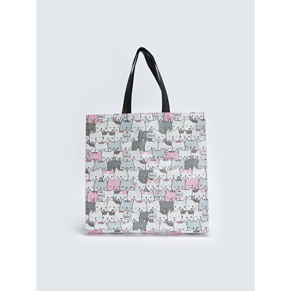 Kedi Baskılı Alışveriş Çantası Kedi Baskılı Alışveriş Çantası