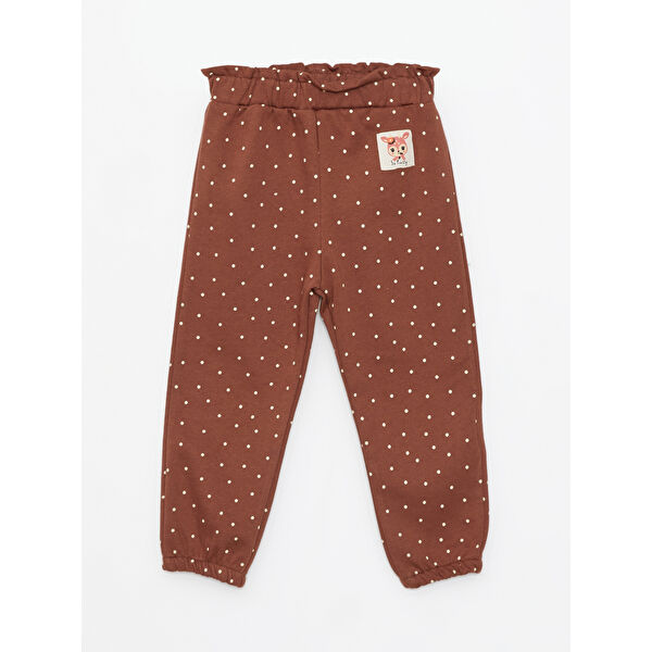 Beli Lastikli Puantiye Desenli Kız Bebek Eşofman Alt