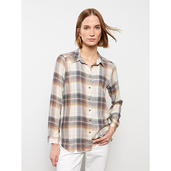 Ekose Uzun Kollu Kadın Gömlek