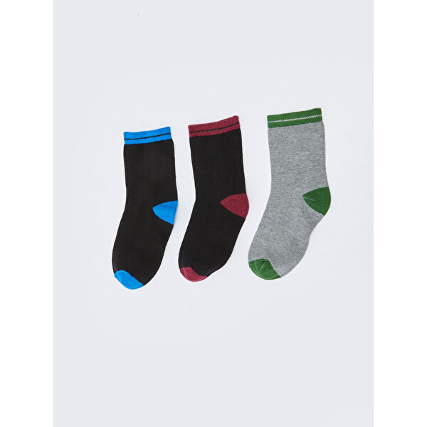 Renk Bloklu Erkek Çocuk Soket Çorap 3'lü
