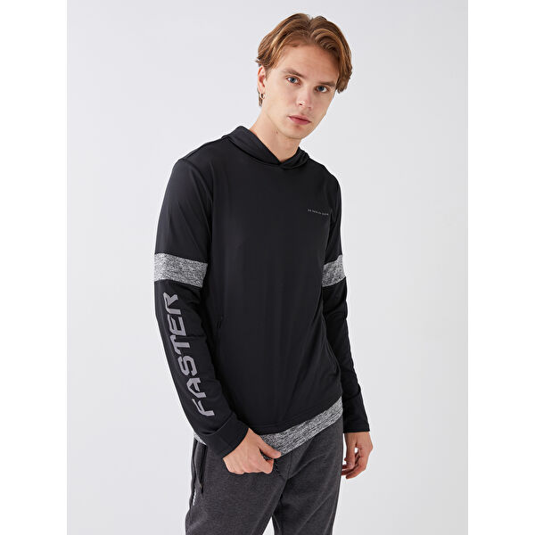 Kapüşonlu Uzun Kollu Baskılı Erkek Sweatshirt Kapüşonlu Uzun Kollu Baskılı Erkek Sweatshirt