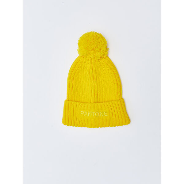 Yazı Nakışlı Ponponlu Unisex Çocuk Bere
