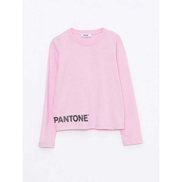 Bisiklet Yaka Baskılı Uzun Kollu Kız Çocuk Crop Tişört Bisiklet Yaka Baskılı Uzun Kollu Kız Çocuk Crop Tişört