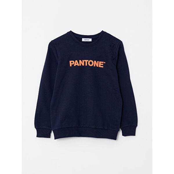 Bisiklet Yaka Baskılı Uzun Kollu Unisex Çocuk Sweatshirt