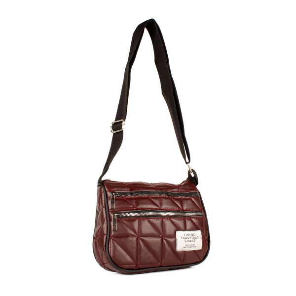 Deri Görünümlü Kapitoneli Kadın Çapraz Çanta