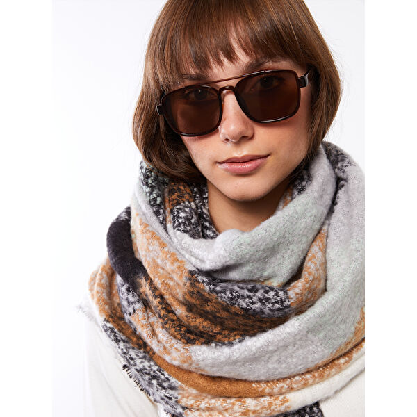 Saçaklı Ekose Desenli Kadın Atkı Saçaklı Ekose Desenli Kadın Atkı