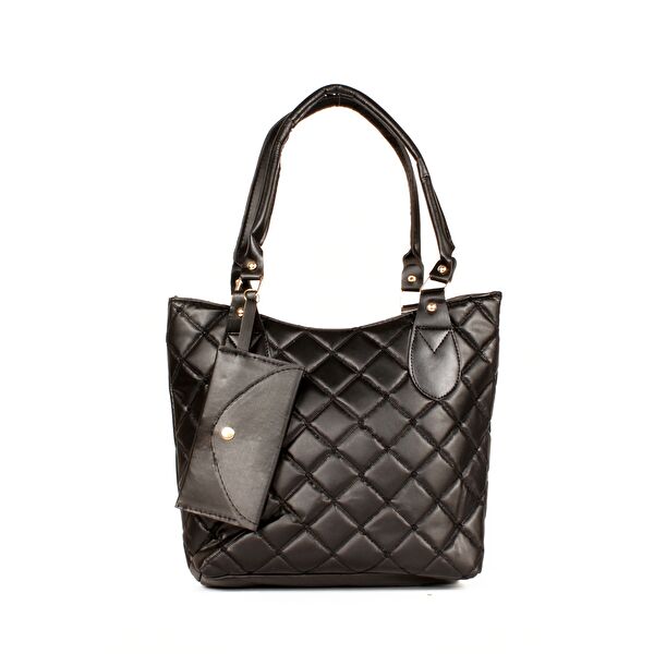 Deri Görünümlü Kapitoneli Kadın Omuz Çantası