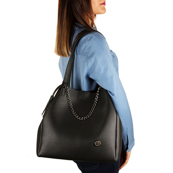 Deri Görünümlü Zincir Detaylı Kadın Omuz Çantası Deri Görünümlü Zincir Detaylı Kadın Omuz Çantası