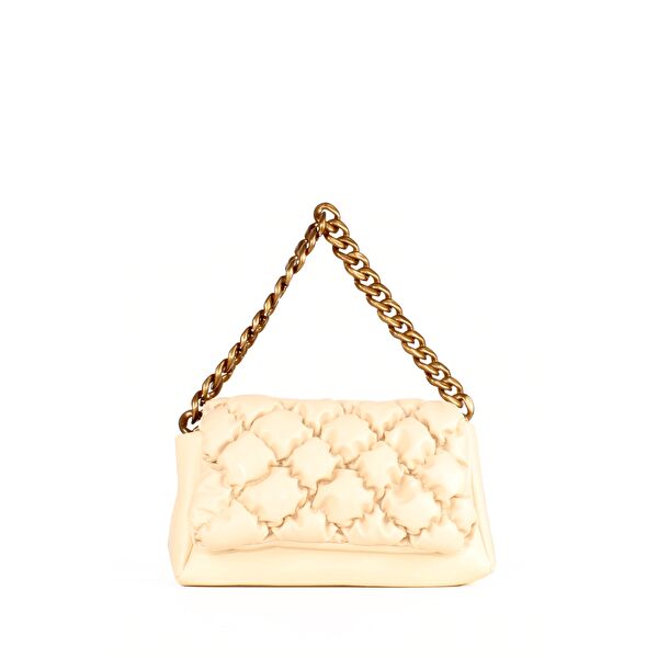 Deri Görünümlü Kendinden Desenli Kadın Omuz Çantası