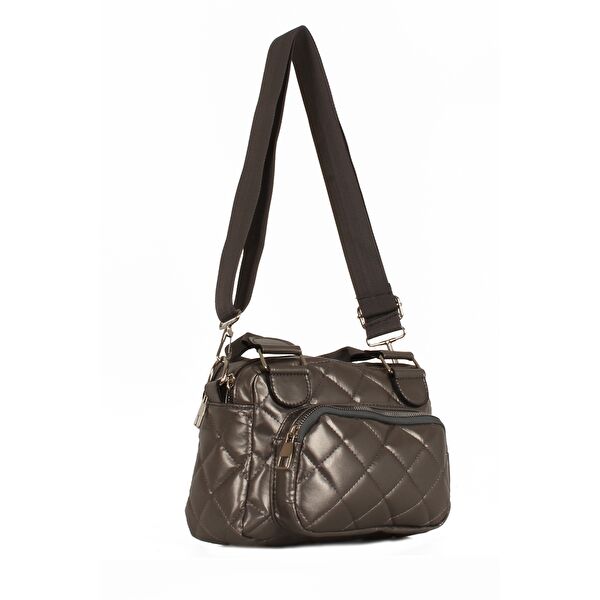 Deri Görünümlü Kapitoneli Kadın Çapraz Çanta