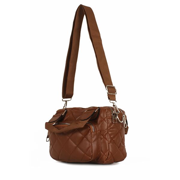 Deri Görünümlü Kapitoneli Kadın Çapraz Çanta