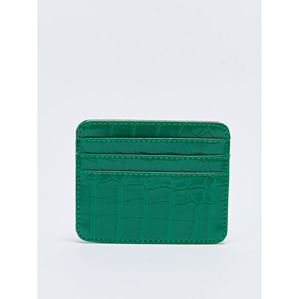 Deri Görünümlü Kroko Desenli Kadın Kartlık