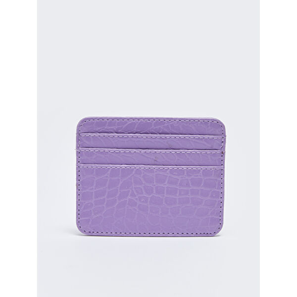 Deri Görünümlü Kroko Desenli Kadın Kartlık