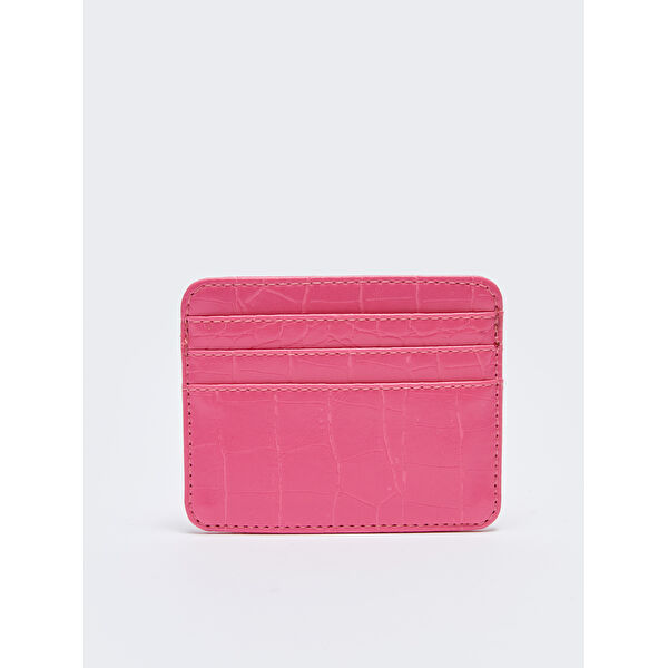 Deri Görünümlü Kroko Desenli Kadın Kartlık