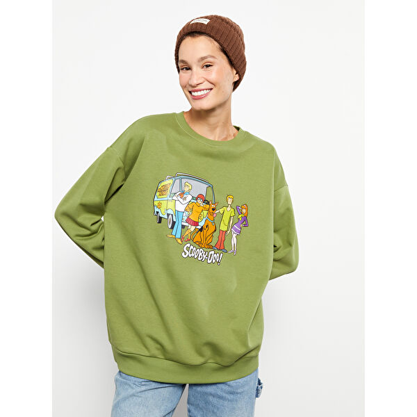 Bisiklet Yaka Scooby Doo Baskılı Uzun Kollu Kadın Sweatshirt