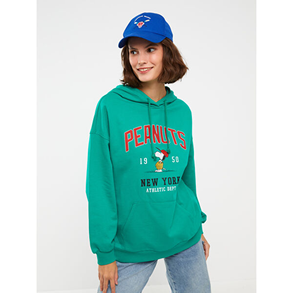 Kapüşonlu Snoopy Baskılı Uzun Kollu Oversize Kadın Sweatshirt Kapüşonlu Snoopy Baskılı Uzun Kollu Oversize Kadın Sweatshirt