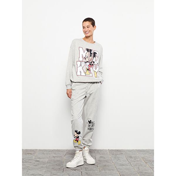 Beli Lastikli Mickey Mouse Baskılı Kadın Jogger Eşofman Altı Beli Lastikli Mickey Mouse Baskılı Kadın Jogger Eşofman Altı
