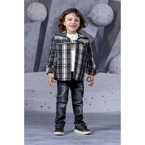 Gömlek Yaka Ekose Uzun Kollu Erkek Çocuk Gömlek Sweatshirt ve Pantolon Gömlek Yaka Ekose Uzun Kollu Erkek Çocuk Gömlek Sweatshirt ve Pantolon