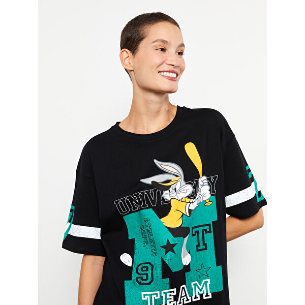 Bisiklet Yaka Bugs Bunny Kısa Kollu Pamuklu Kadın Tişört Bisiklet Yaka Bugs Bunny Kısa Kollu Pamuklu Kadın Tişört