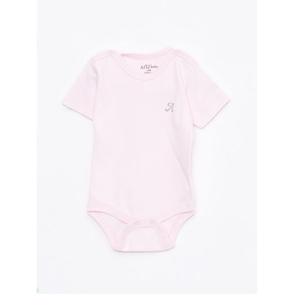 Bisiklet Yaka Kısa Kollu Kız Bebek Çıtçıtlı Body