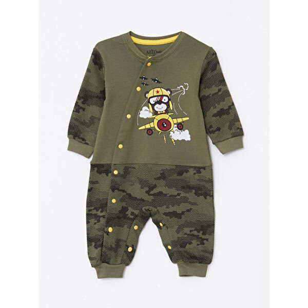 Bisiklet Yaka Uzun Kollu Baskılı Erkek Bebek Tulum