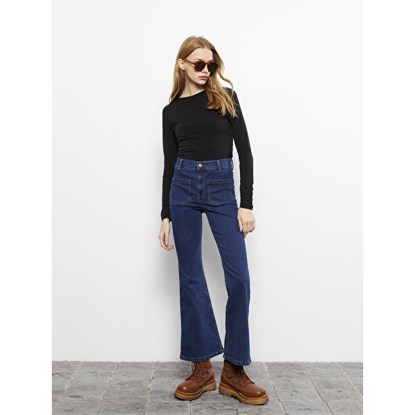 İspanyol Düz Kadın Jean Pantolon