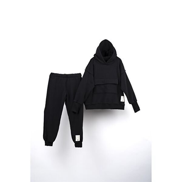 Kapüşonlu Basic Uzun Kollu Unisex Çocuk Sweatshirt ve Eşofman Altı Kapüşonlu Basic Uzun Kollu Unisex Çocuk Sweatshirt ve Eşofman Altı