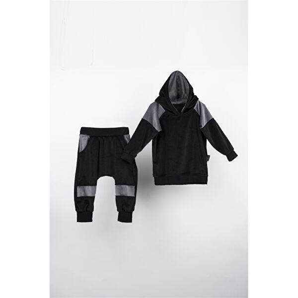 Kapüşonlu Renk Bloklu Uzun Kollu Unisex Çocuk Sweatshirt ve Eşofman Altı Kapüşonlu Renk Bloklu Uzun Kollu Unisex Çocuk Sweatshirt ve Eşofman Altı