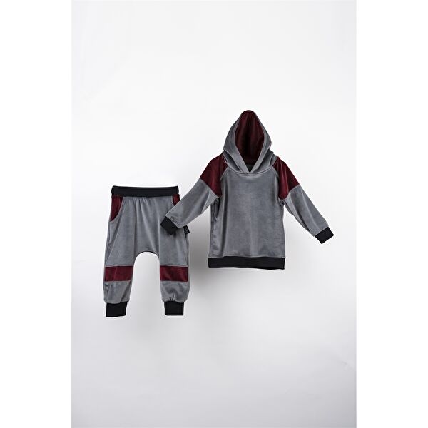 Kapüşonlu Yaka Uzun Kollu Unisex Bebek 2'li Takım