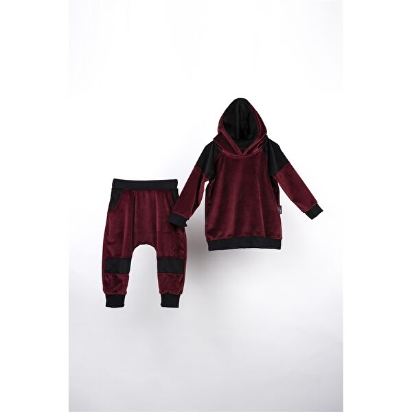 Kapüşonlu Yaka Uzun Kollu Unisex Bebek 2'li Takım