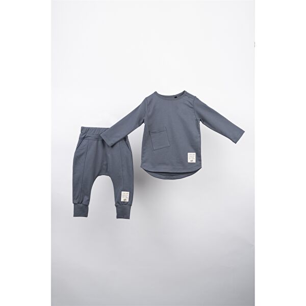 Bisiklet Yaka Uzun Kollu Unisex Bebek 2'li Takım