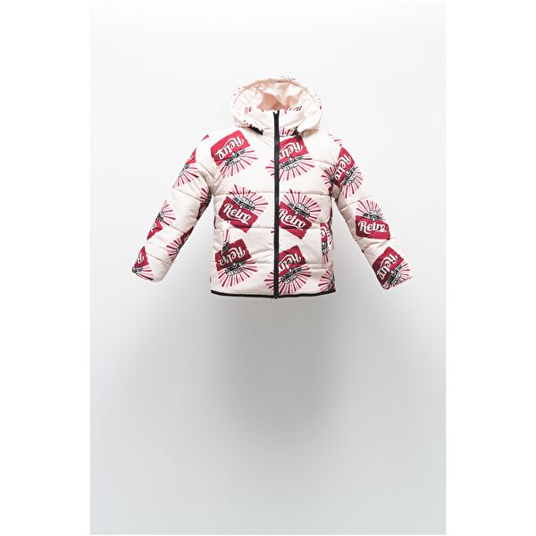 Kapüşonlu Baskılı Unisex Çocuk Mont