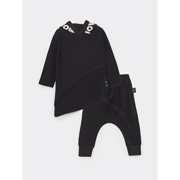 Kapüşonlu Uzun Kollu Unisex Bebek 2'li Takım Kapüşonlu Uzun Kollu Unisex Bebek 2'li Takım