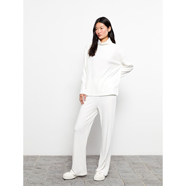 Beli Lastikli Rahat Kalıp Düz Kadın Eşofman Altı