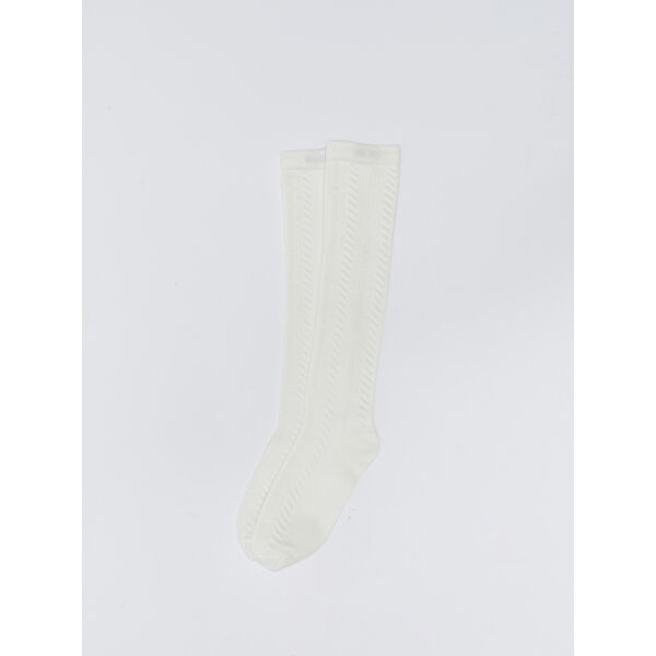 Kendinden Desenli Kız Çocuk Diz Altı Çorap