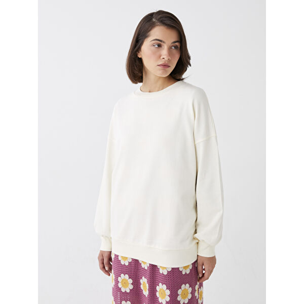 Bisiklet Yaka Düz Uzun Kollu Kadın Sweatshirt Anne Kız Kombini Bisiklet Yaka Düz Uzun Kollu Kadın Sweatshirt Anne Kız Kombini