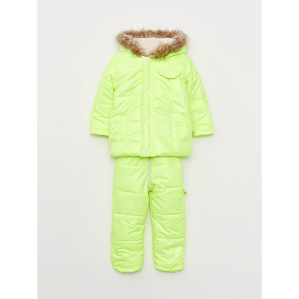 Kapüşonlu Uzun Kollu Basic Unisex Bebek Mont ve Tulum 2'li Takım Kapüşonlu Uzun Kollu Basic Unisex Bebek Mont ve Tulum 2'li Takım