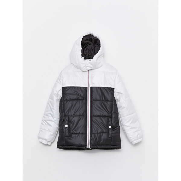 Kapüşonlu Renk Bloklu Erkek Çocuk Şişme Mont Kapüşonlu Renk Bloklu Erkek Çocuk Şişme Mont