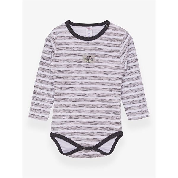 Bisiklet Yaka Uzun Kollu Erkek Bebek Çıtçıtlı Body