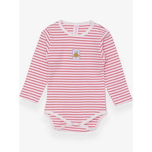 Bisiklet Yaka Uzun Kollu Kız Bebek Çıtçıtlı Body