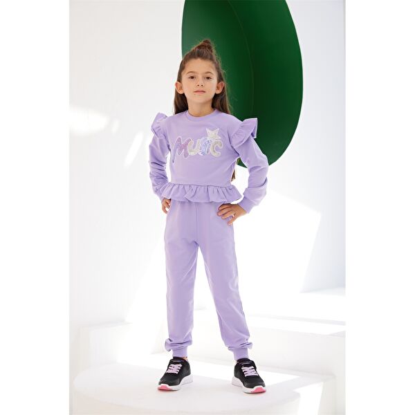 Bisiklet Yaka Pul İşlemeli Uzun Kollu Kız Çocuk Sweatshirt Bisiklet Yaka Pul İşlemeli Uzun Kollu Kız Çocuk Sweatshirt
