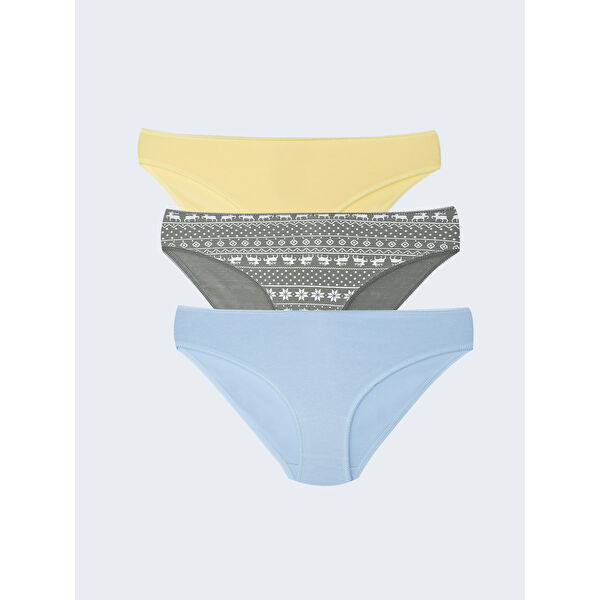 Desenli Kadın Bikini Külot 3'lü Paket Desenli Kadın Bikini Külot 3'lü Paket
