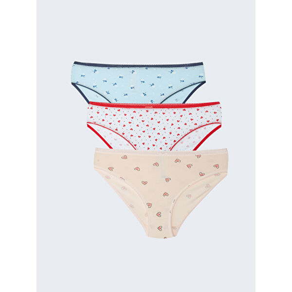Desenli Kadın Bikini Külot 3'lü Paket Desenli Kadın Bikini Külot 3'lü Paket