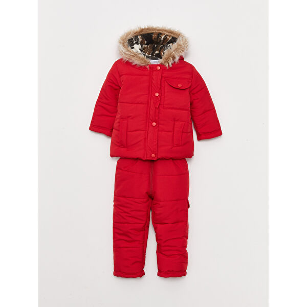 Kapüşonlu Uzun Kollu Basic Unisex Bebek Mont ve Tulum 2'li Takım Kapüşonlu Uzun Kollu Basic Unisex Bebek Mont ve Tulum 2'li Takım