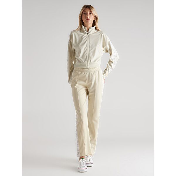 Dik Yaka Baskılı Uzun Kollu Kadın Spor Hırka