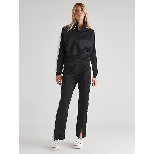 Dik Yaka Baskılı Uzun Kollu Kadın Spor Hırka