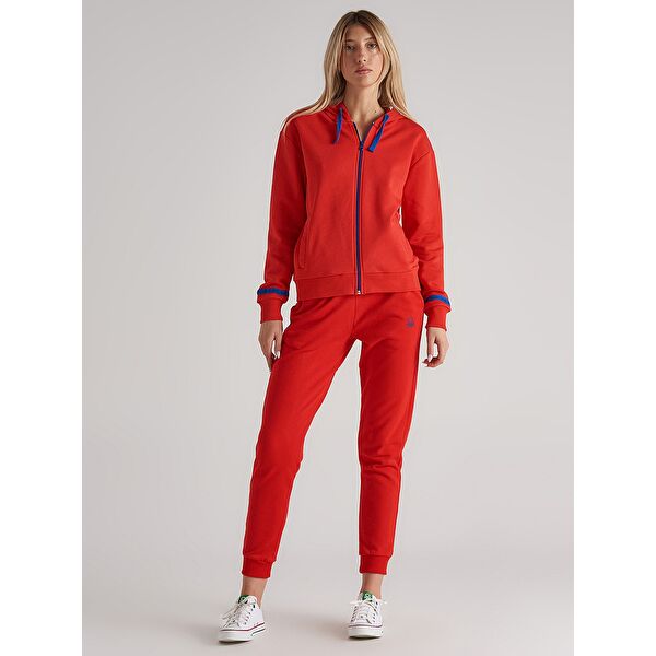 Kapüşonlu Düz Uzun Kollu Kadın Spor Hırka