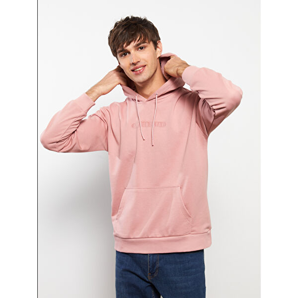 Kapüşonlu Uzun Kollu Baskılı Erkek Sweatshirt