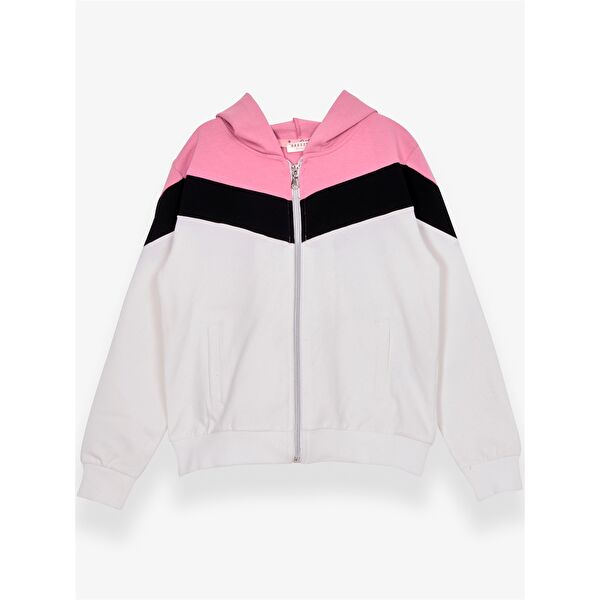 Kapüşonlu Renk Bloklu Uzun Kollu Kız Çocuk Fermuarlı Sweatshirt Kapüşonlu Renk Bloklu Uzun Kollu Kız Çocuk Fermuarlı Sweatshirt